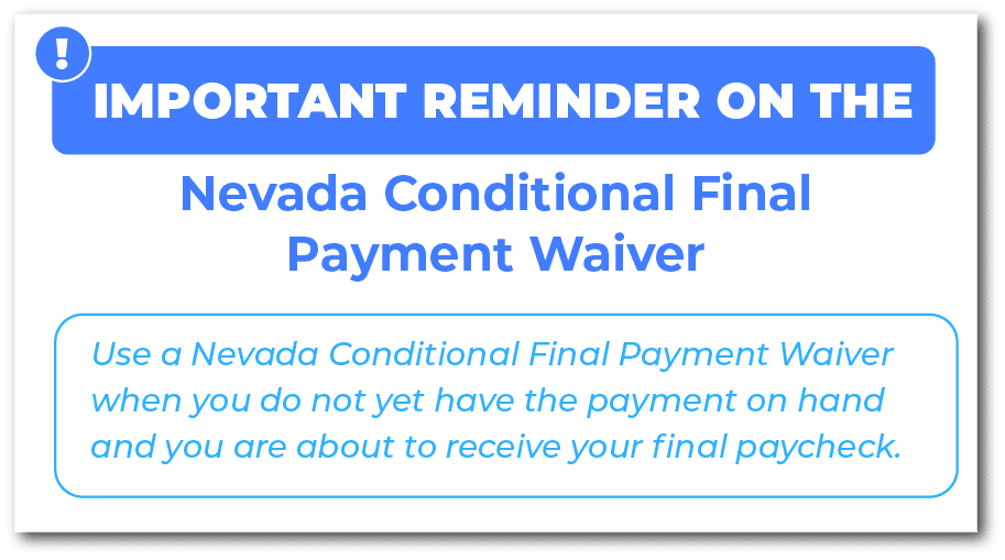 Nevada Conditional Final Payment Waiver: Complete Guide to Sending - Handle